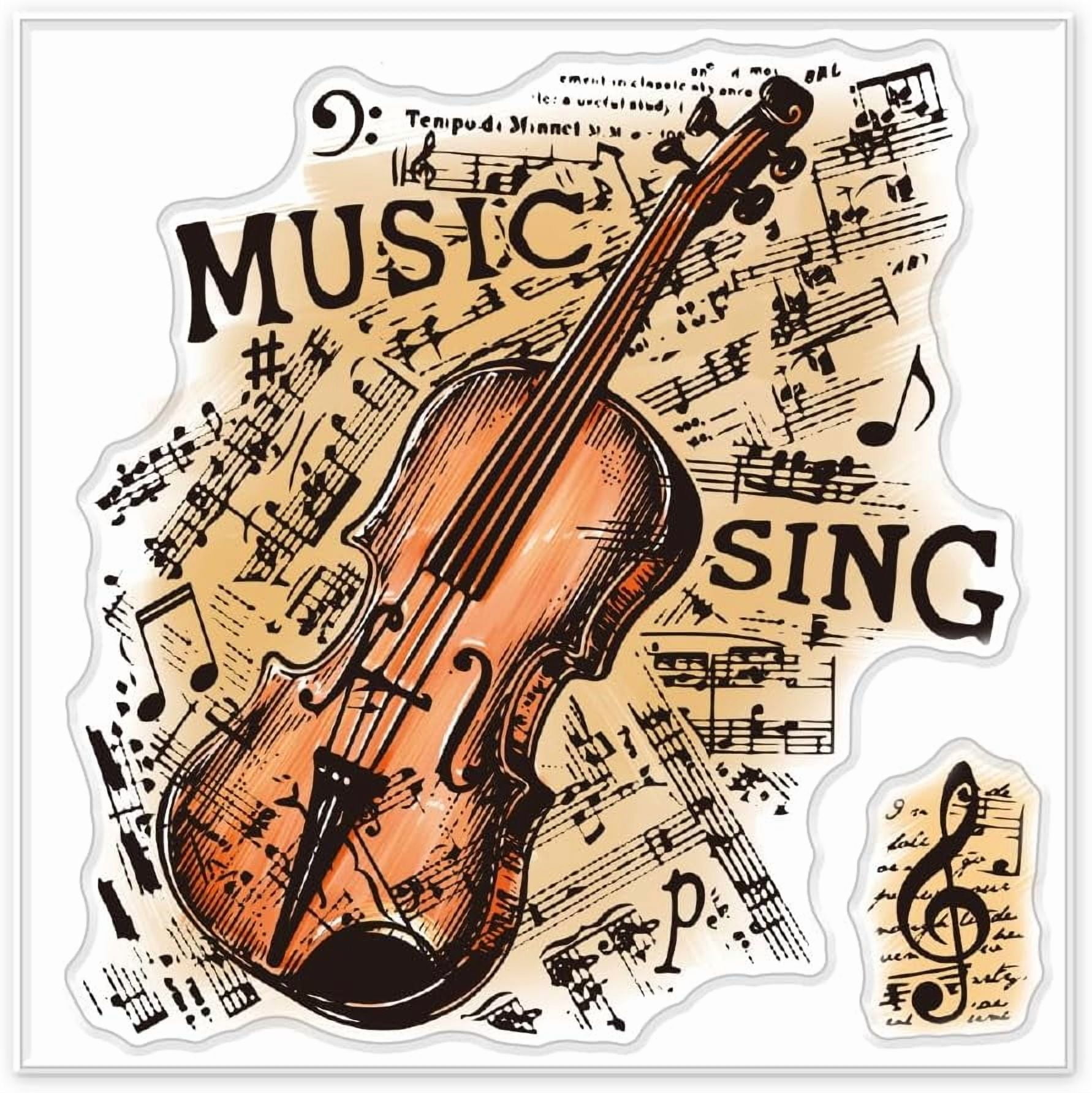 Violin Clear Stamps for DIY Scrapbooking Music Note Background Silicone ...
