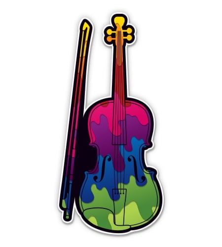 Violin Colorful - 5" Vinyl Sticker - For Car Laptop I-Pad - Waterproof ...
