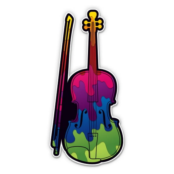 Violin Colorful - 7" Vinyl Sticker - For Car Laptop I-Pad - Waterproof ...