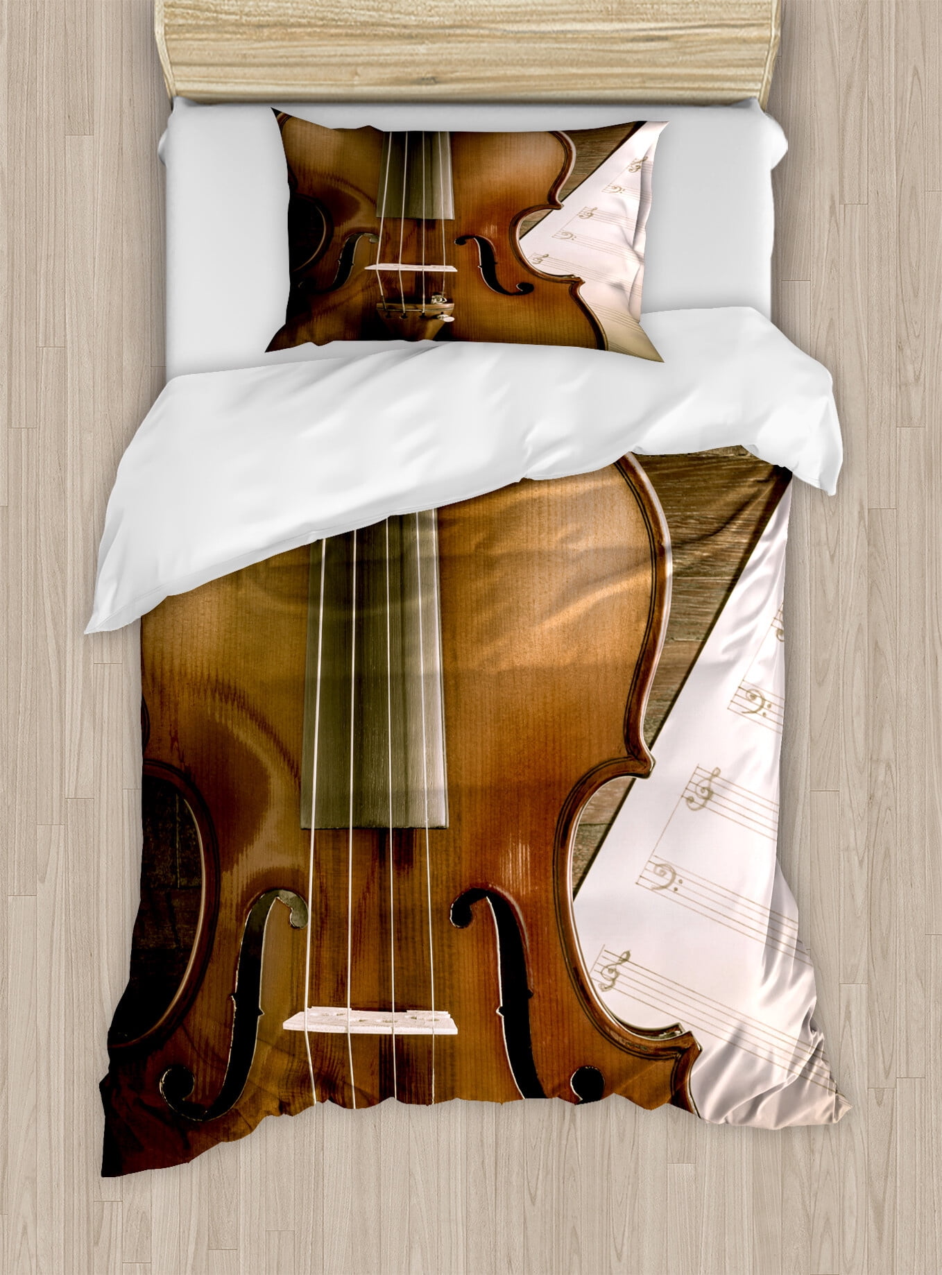 Violin Duvet Cover Set, Classical Music Themed Photo of Instrument and ...