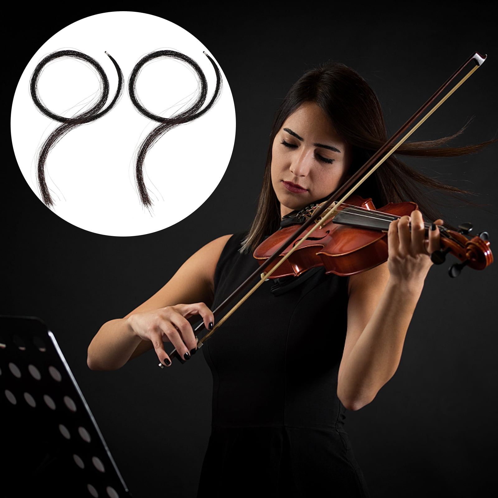 Violin Horse Hair,2 Hanks Natural Violin Bow Horse Hair Instrument Accessories for Violin Bow ...