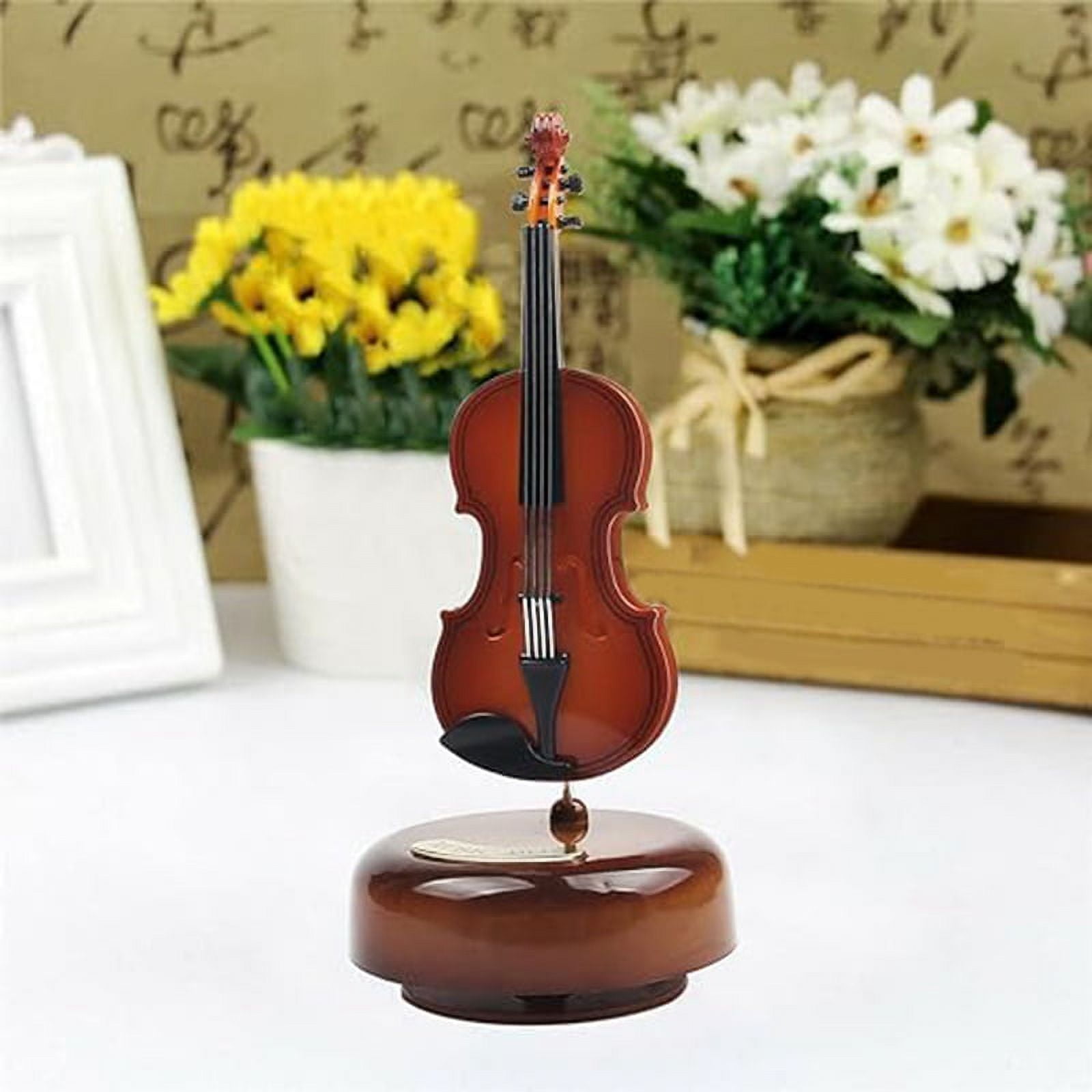 Violin Music Box,Mini Vintage Musical Box with Rotating Base, Classical Replica Instrument ...
