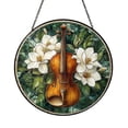 Violin and Magnolia Stained Glass Style Suncatcher – Decorative Window ...