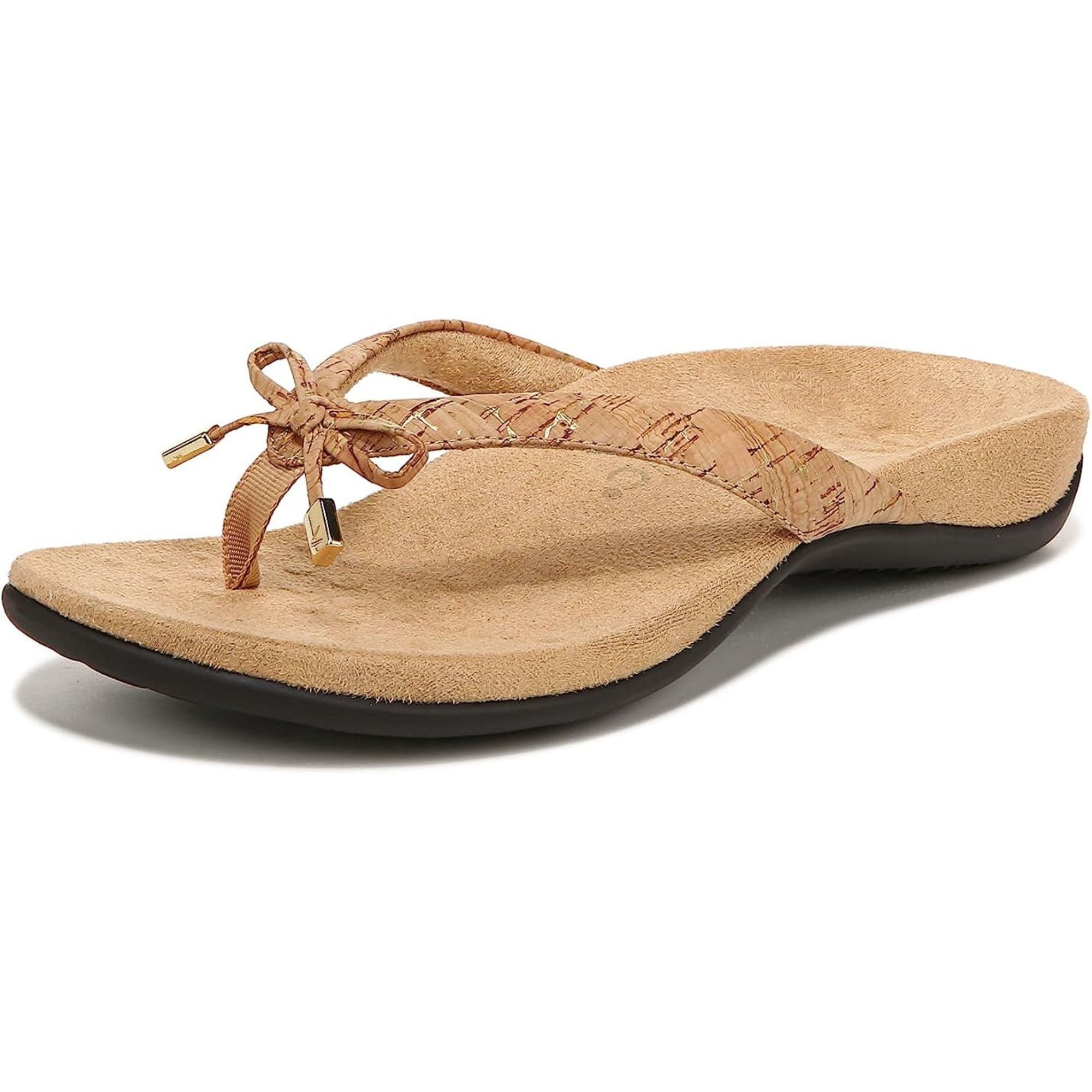 Vionic Bella Orthotic Sandals Women's Gold Cork - Walmart.com