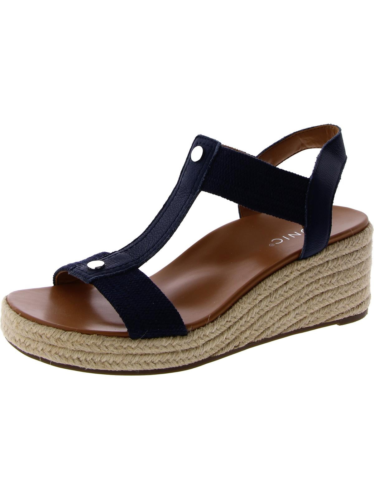 Vionic Womens Calera Woven Leather Wedge Sandals - Walmart.com