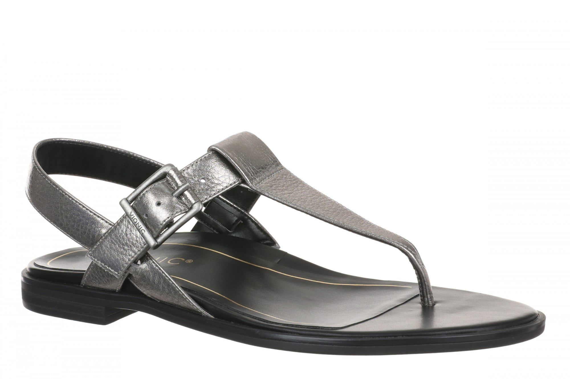Vionic Women's Cora Toe Post Slingback Sandal Pewter Metallic 8.5M ...