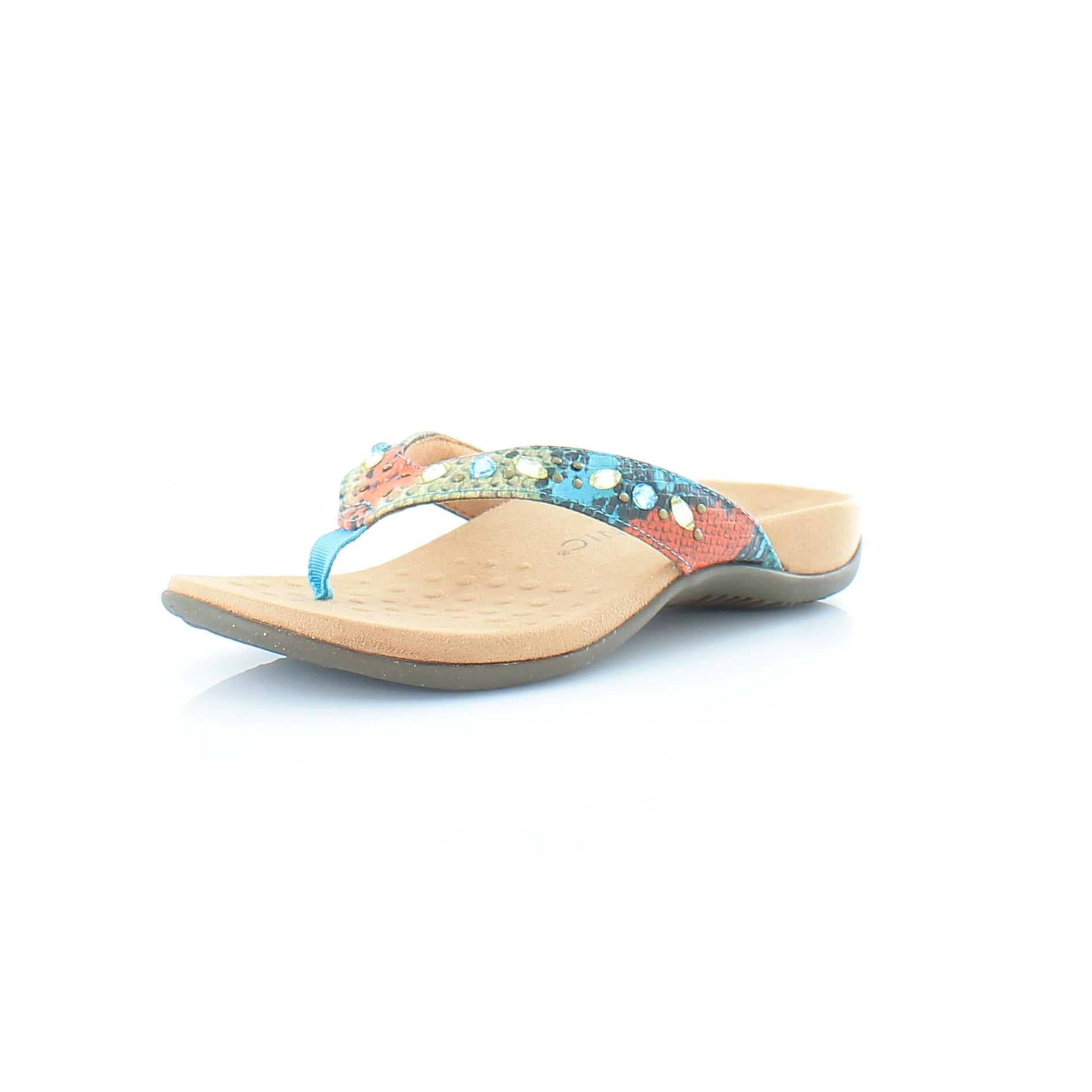 Vionic Lucia Women's Sandals & Flip Flops Blue Teal Snake Metallic Size ...