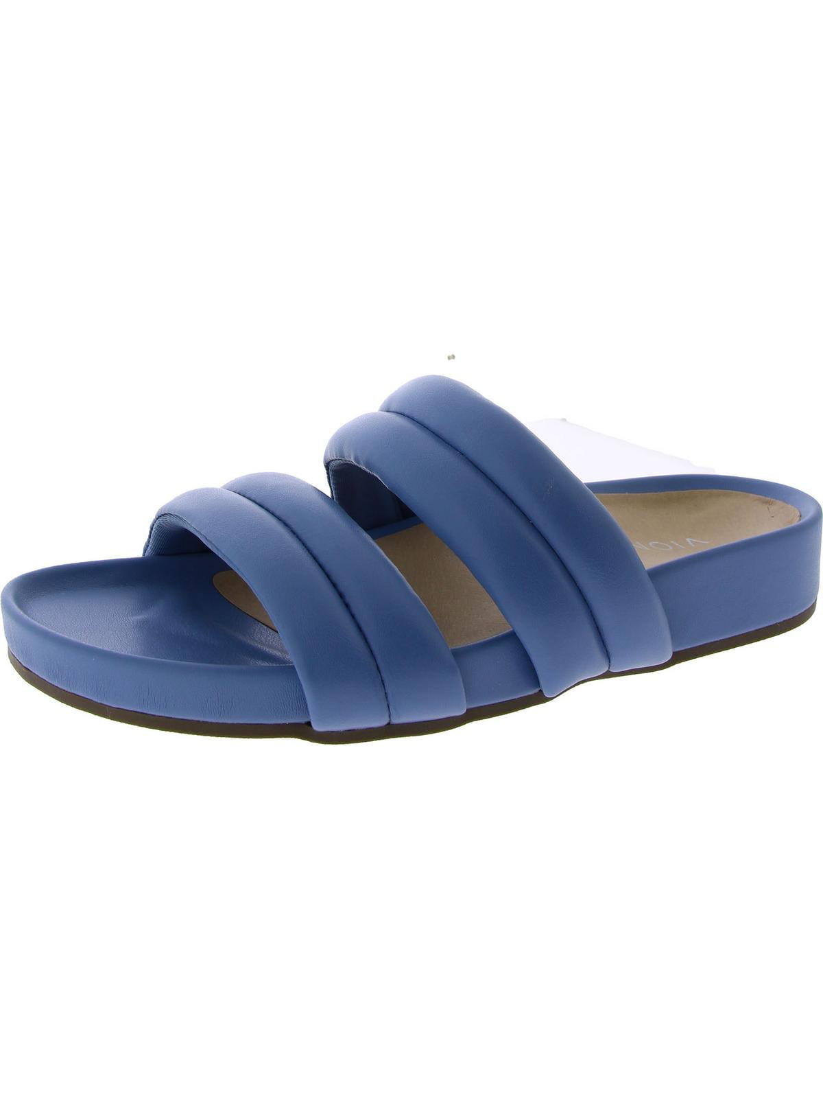 Vionic Womens Mayla Solid Faux Leather Slide Sandals - Walmart.com