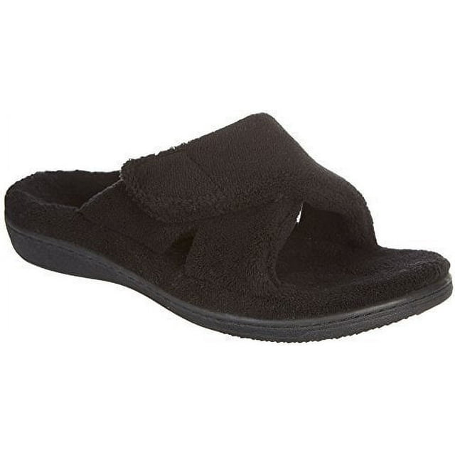 Vionic Orthaheel Relax Slipper - Black, Adjustable Strap Sandal for ...