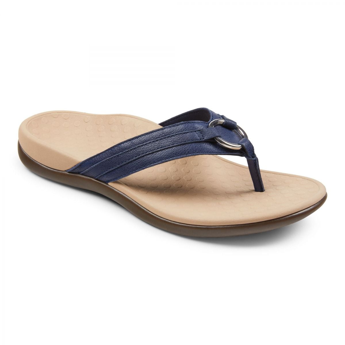 Vionic Women's Aloe Toe Post Sandal Navy Leather - 10010887410 ...