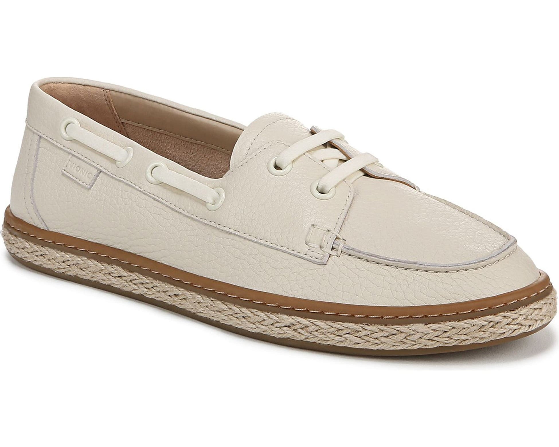 Vionic Women's Bay Boat Shoe Cream Leather 5M - Walmart.com