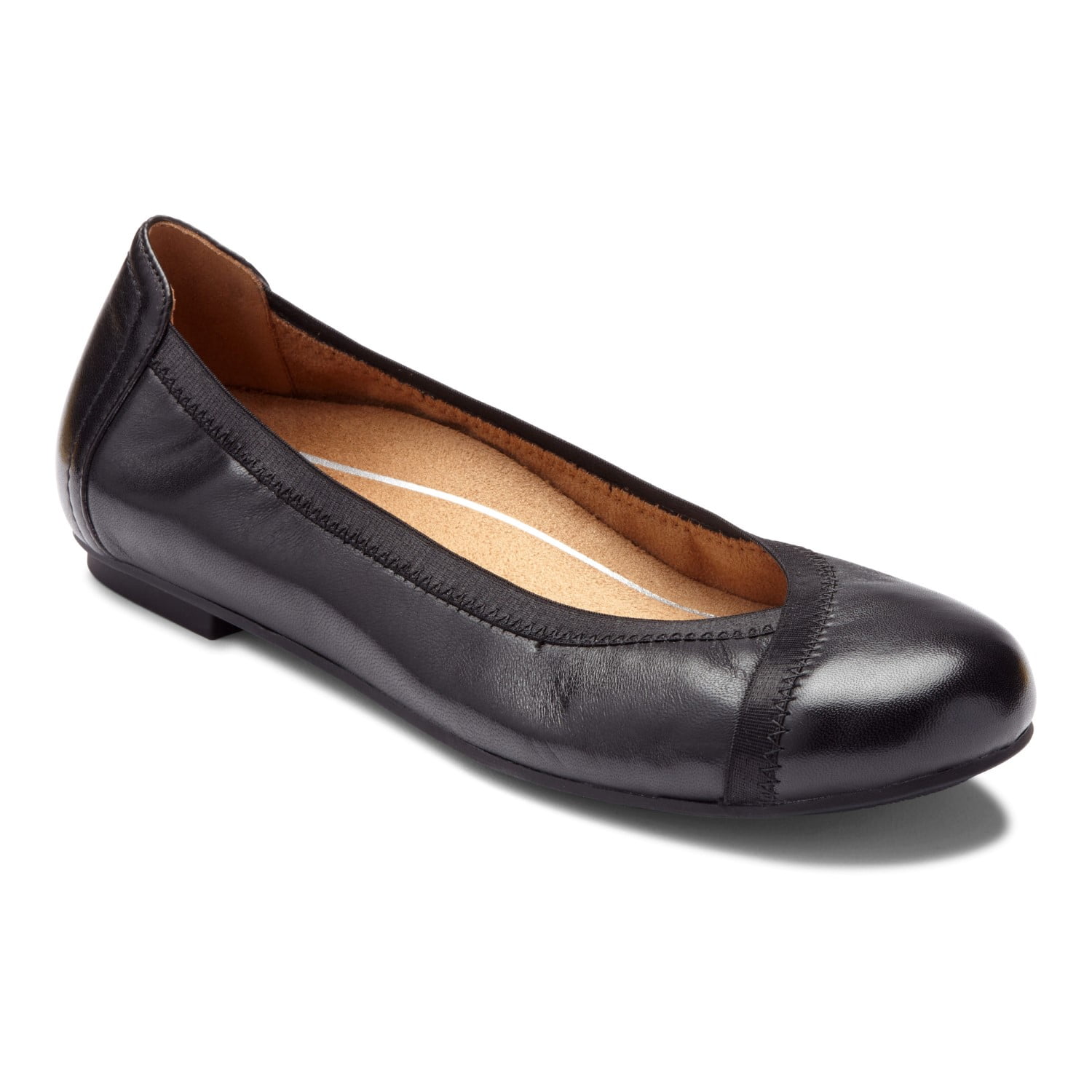 Vionic Women's Caroll Ballet Flat Black Leather - 10010058001 - Walmart.com