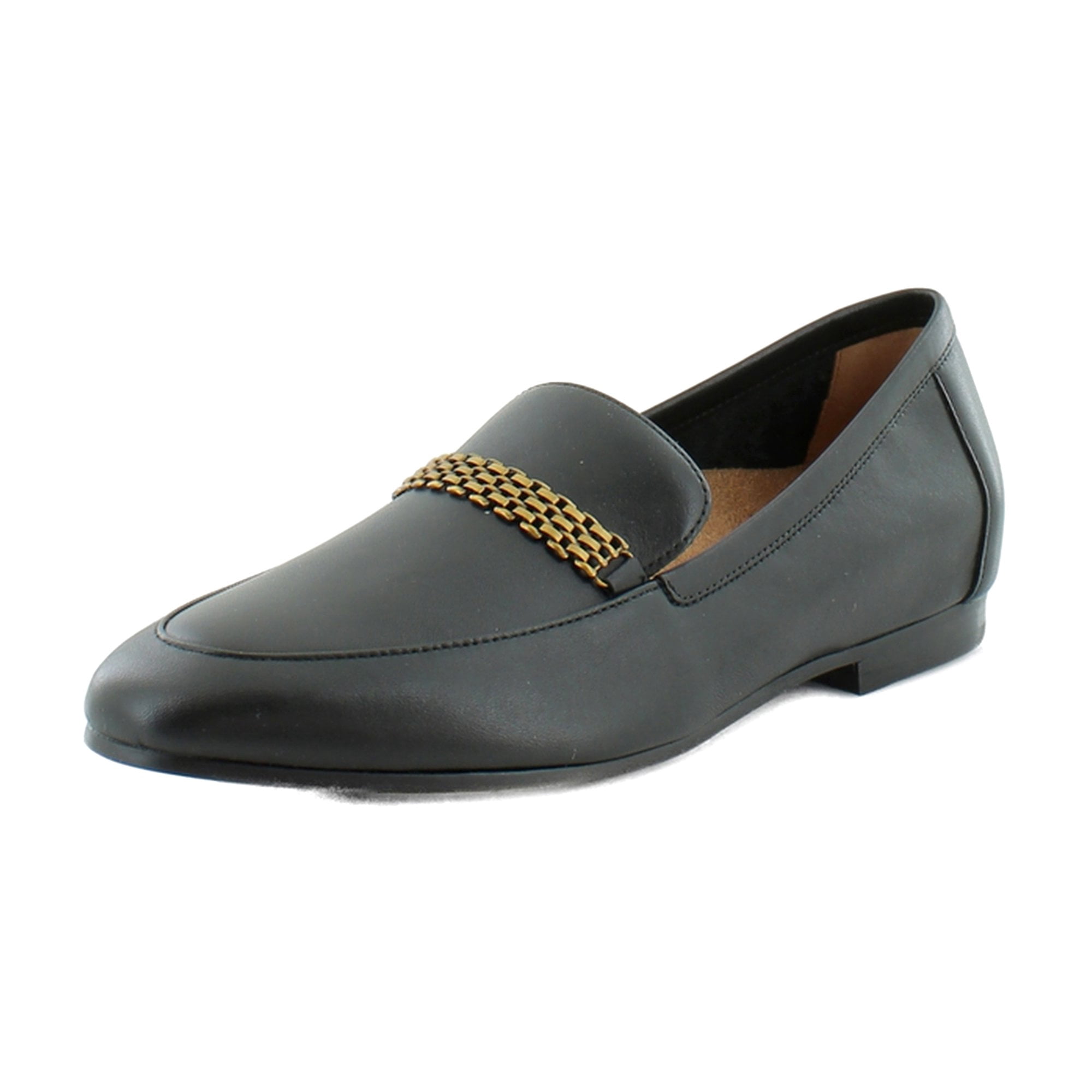 Vionic Women's Charlotte Loafer Black Gold Leather 5M - Walmart.com