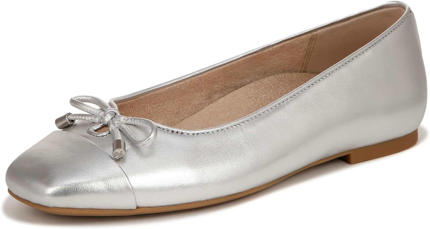 Vionic Women's Klara Ballet Flat Silver Metallic Leather 6.5N - Walmart.com