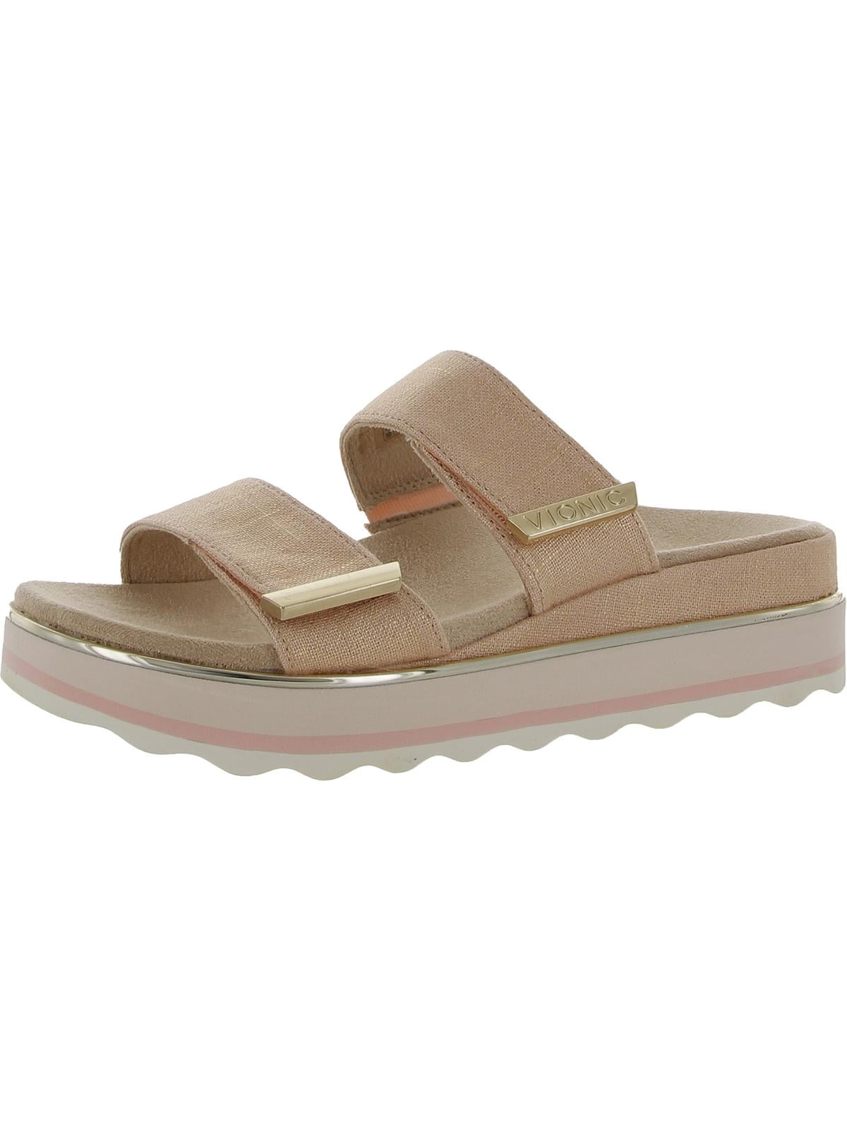Vionic Women's Phoenix Brandie Roze Metallic Linen Slide Platform ...