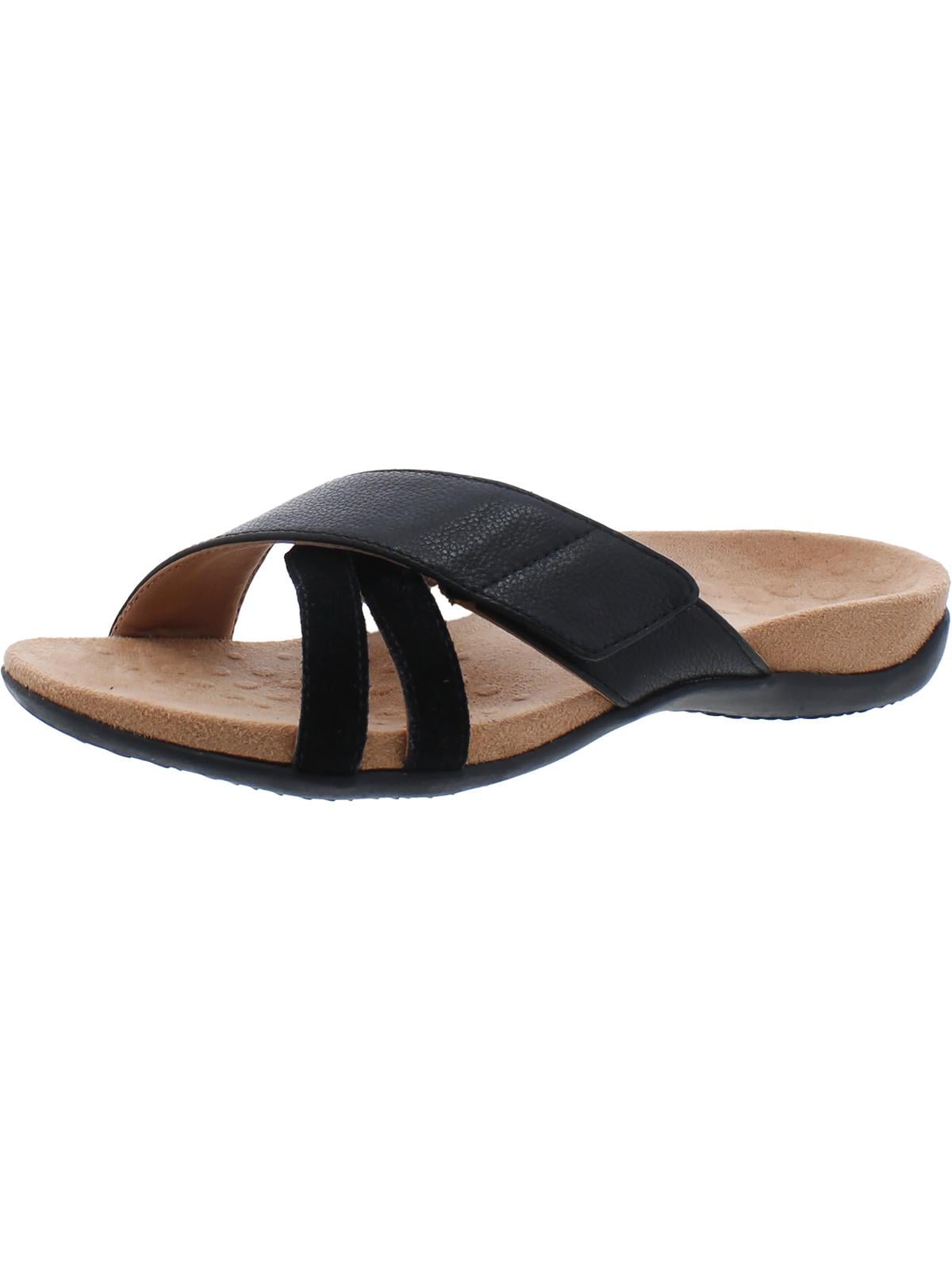 Vionic Womens Zarie Leather Adjustable Slide Sandals - Walmart.com