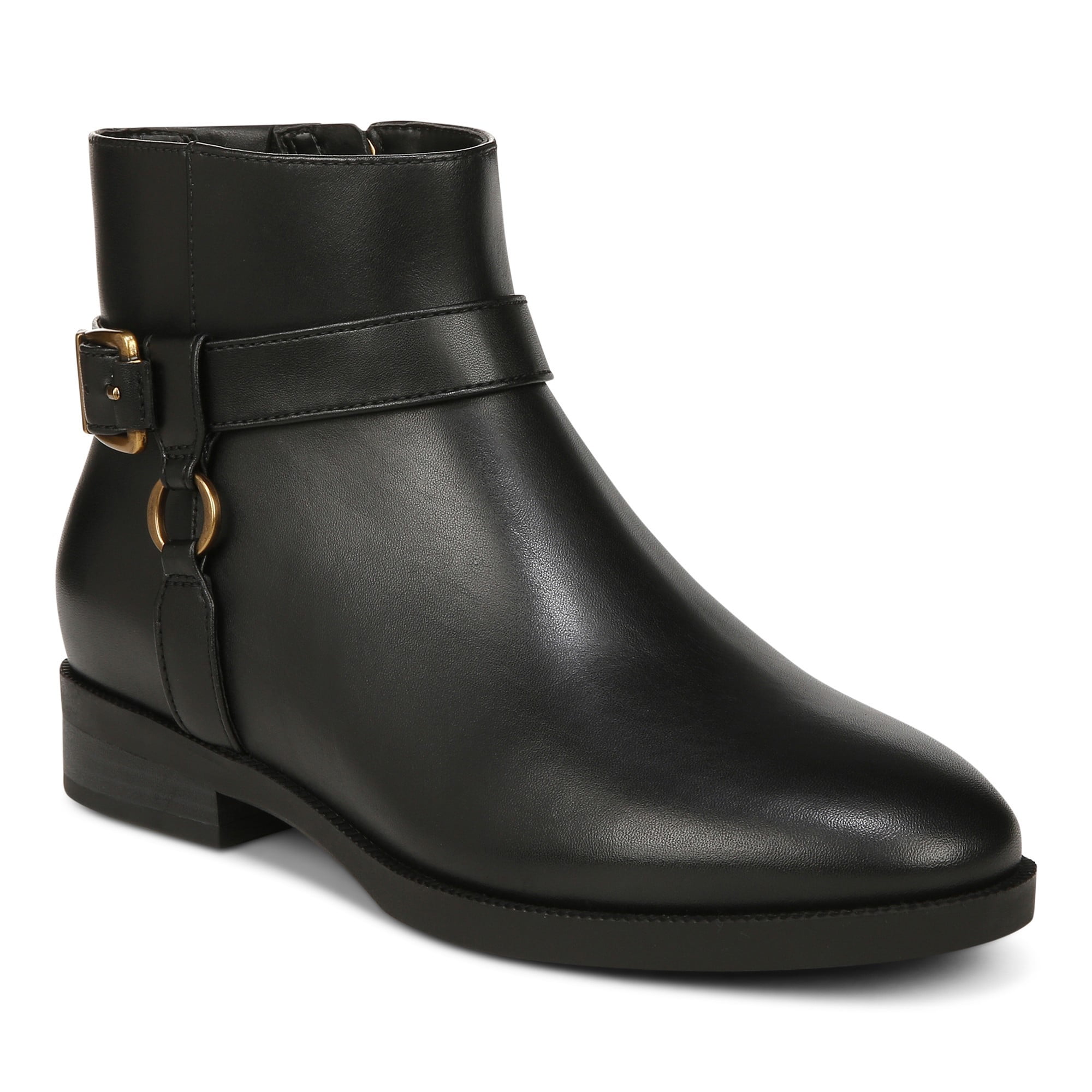Vionic Women's Vienna Rhiannon Leather Zip-Up Ankle Boot Black Leather ...