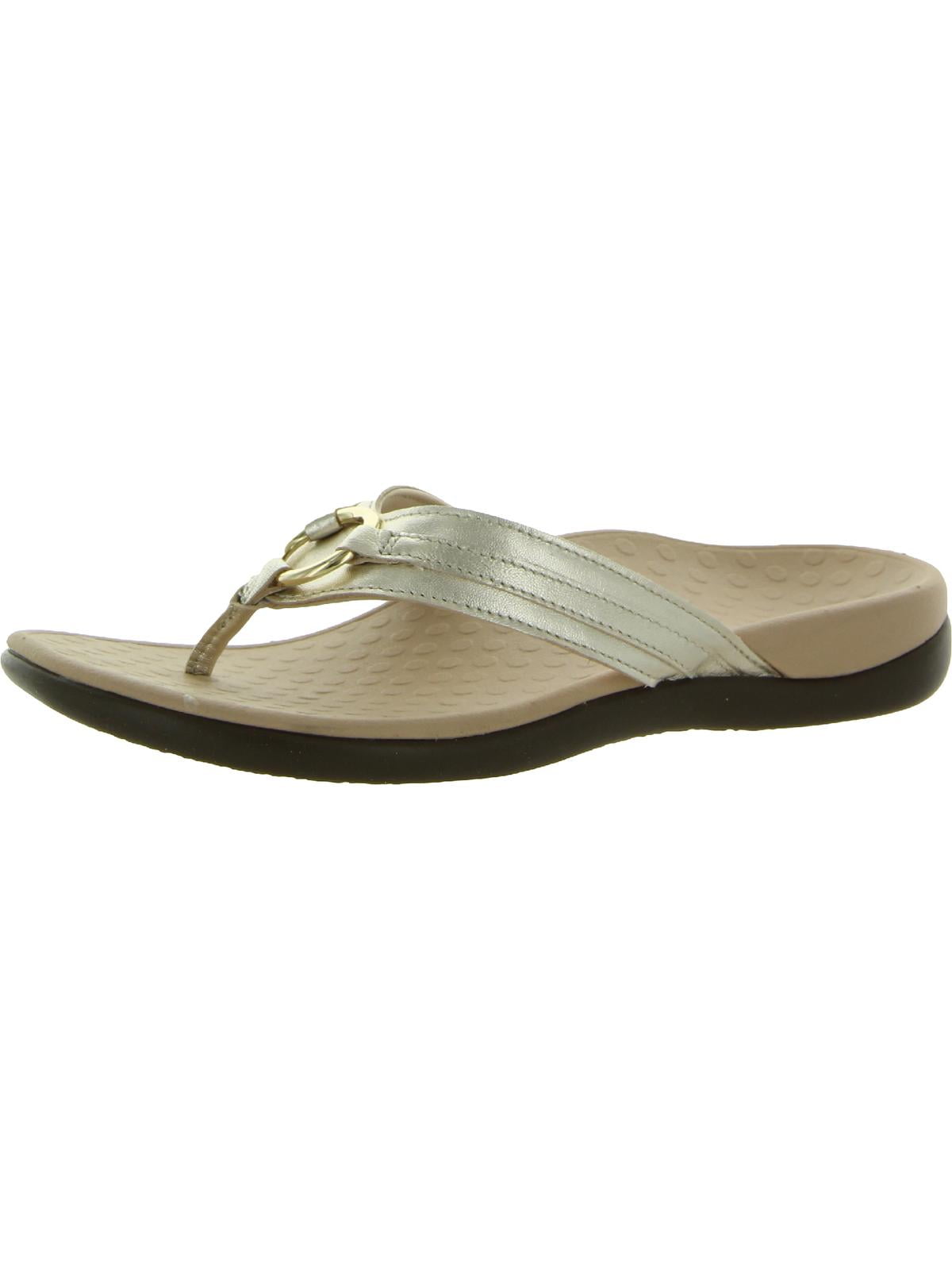 Vionic Women's Aloe Toe Post Sandal Champagne Leather - 10011191272 ...