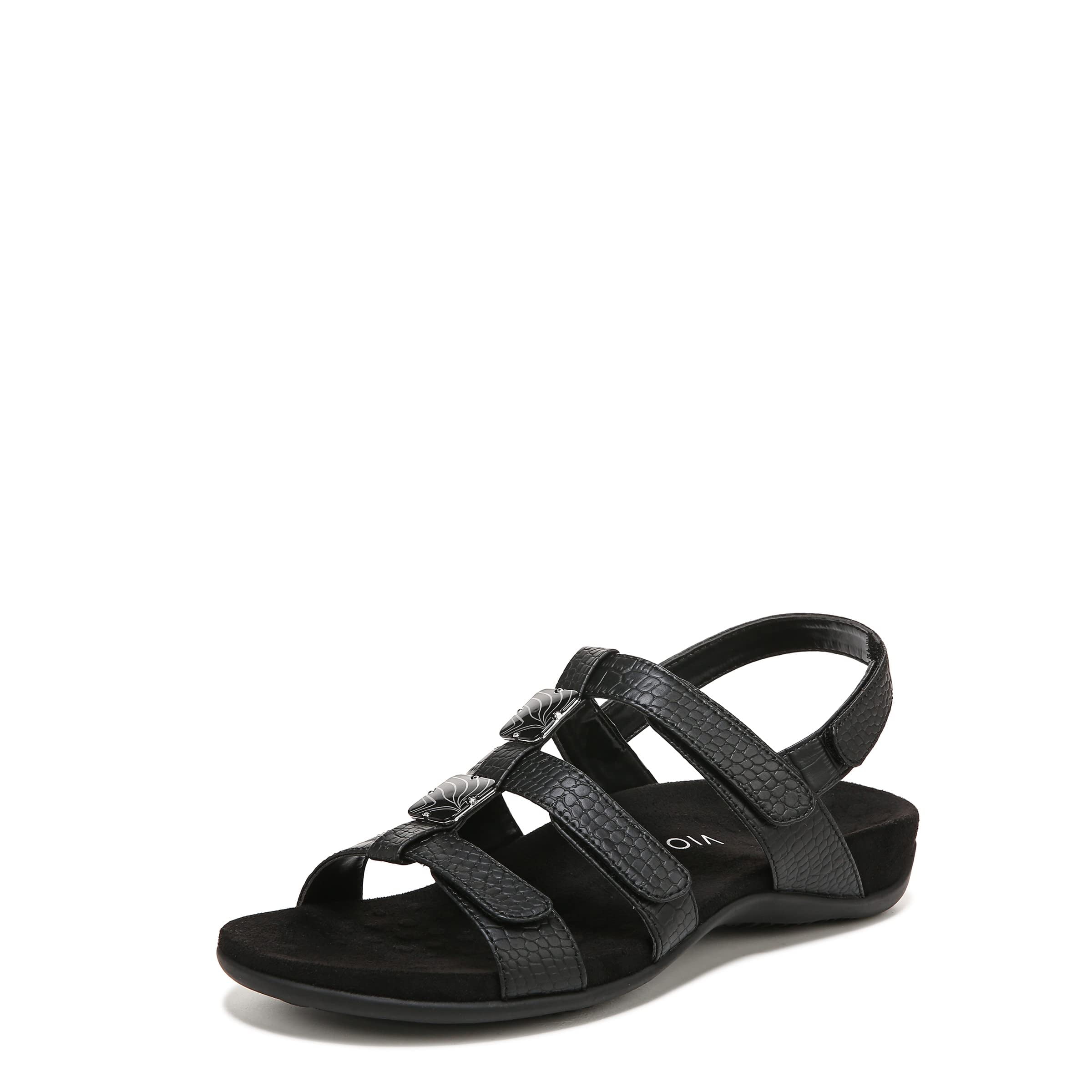 Vionic Womens Amber Adjustable Sandal Black - Walmart.com