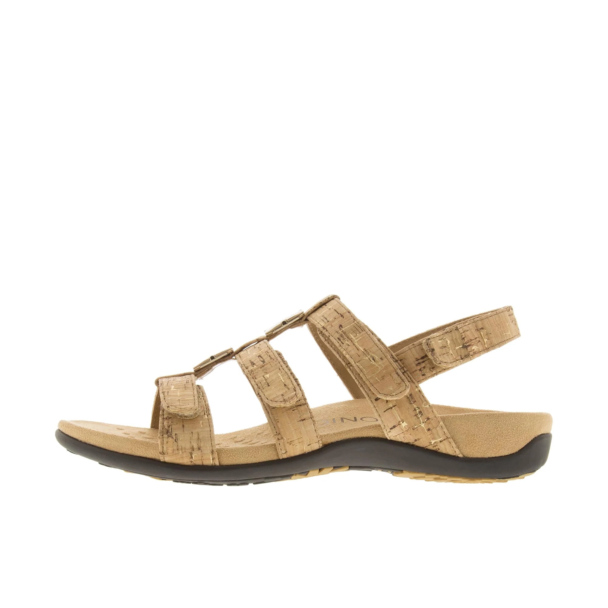 Vionic Womens Amber Adjustable Sandal Gold Cork - Walmart.com