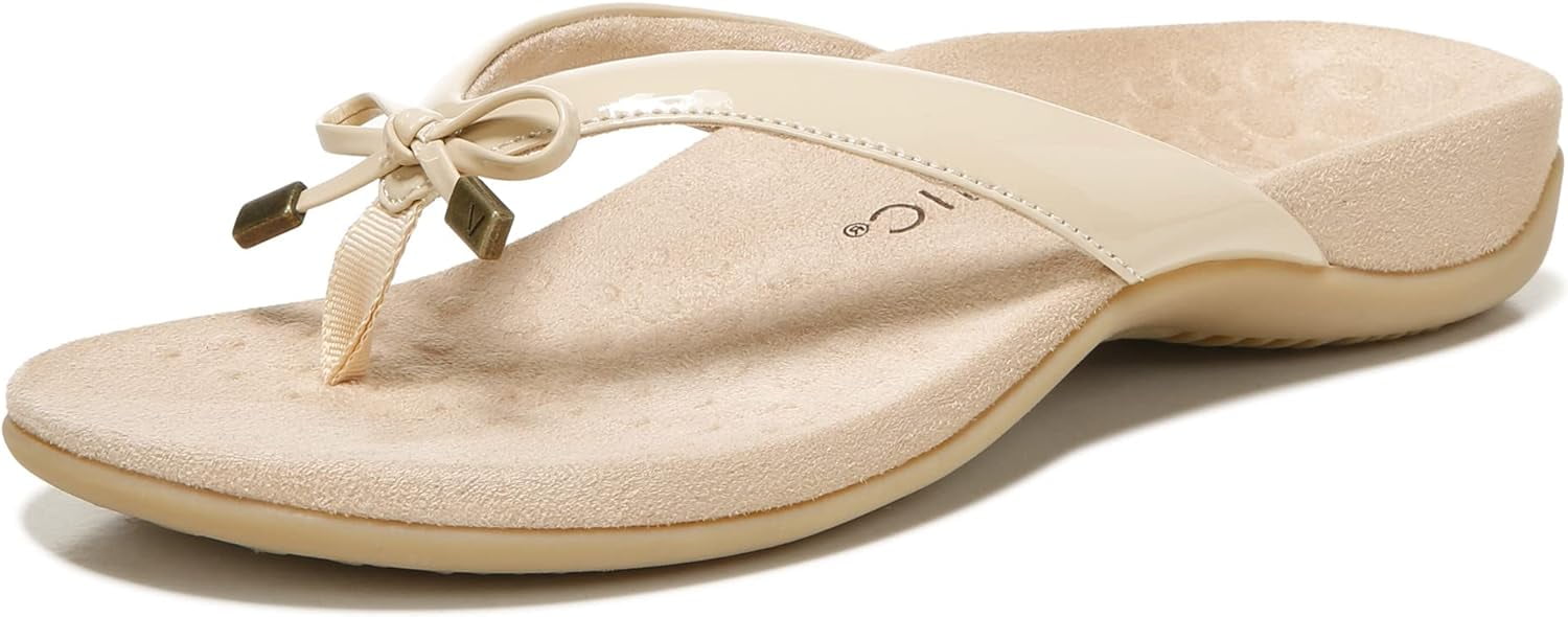 Vionic Women's Rest Bella Semolina Patent Toe Post Sandal 5M - Walmart.com