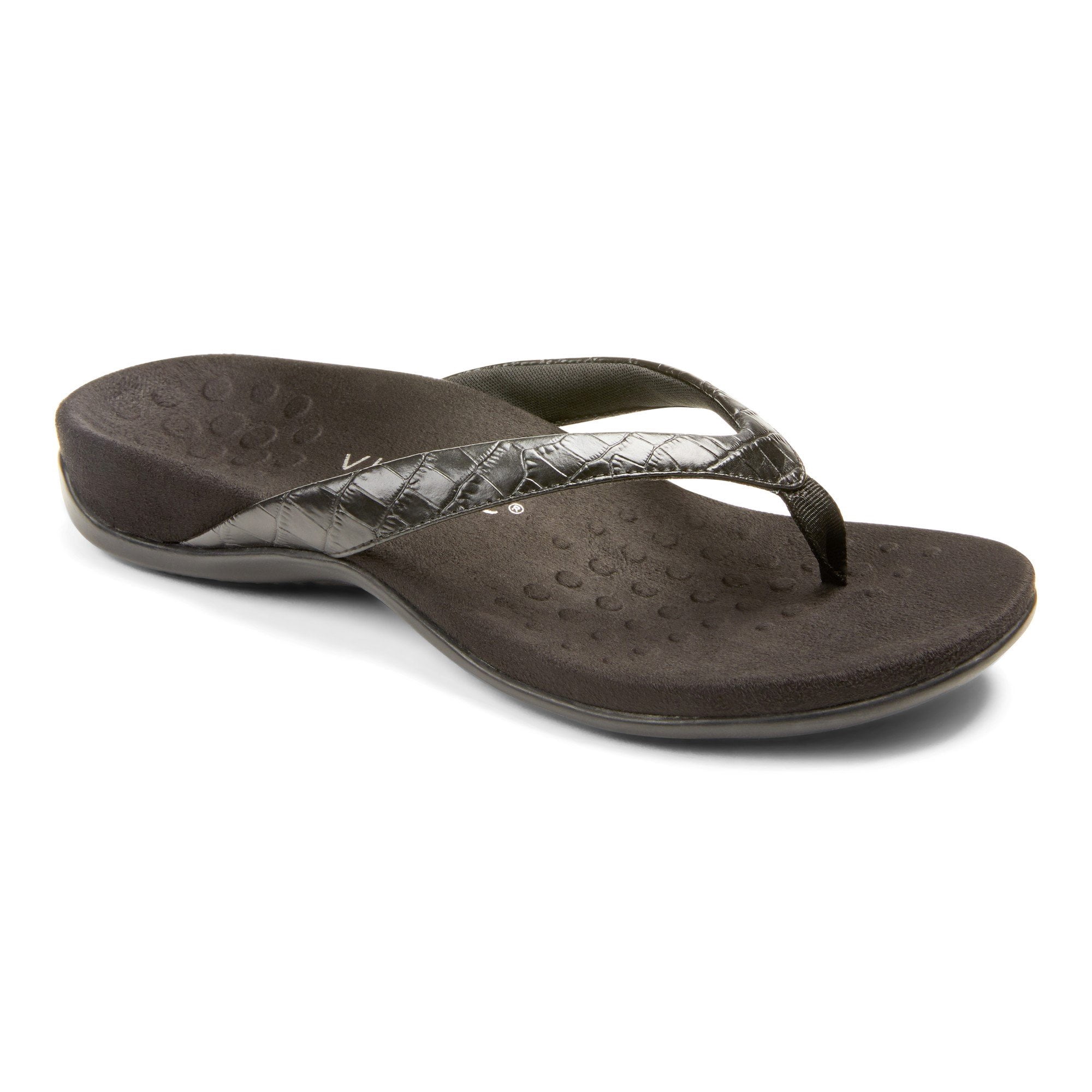 Vionic Womens Dillon Toe Post Sandal Black - Walmart.com