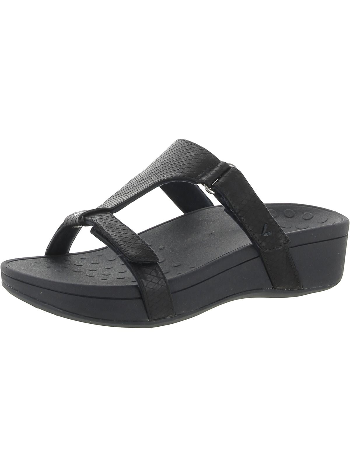 Vionic Womens Ellie Faux Leather Flats Wedge Sandals - Walmart.com