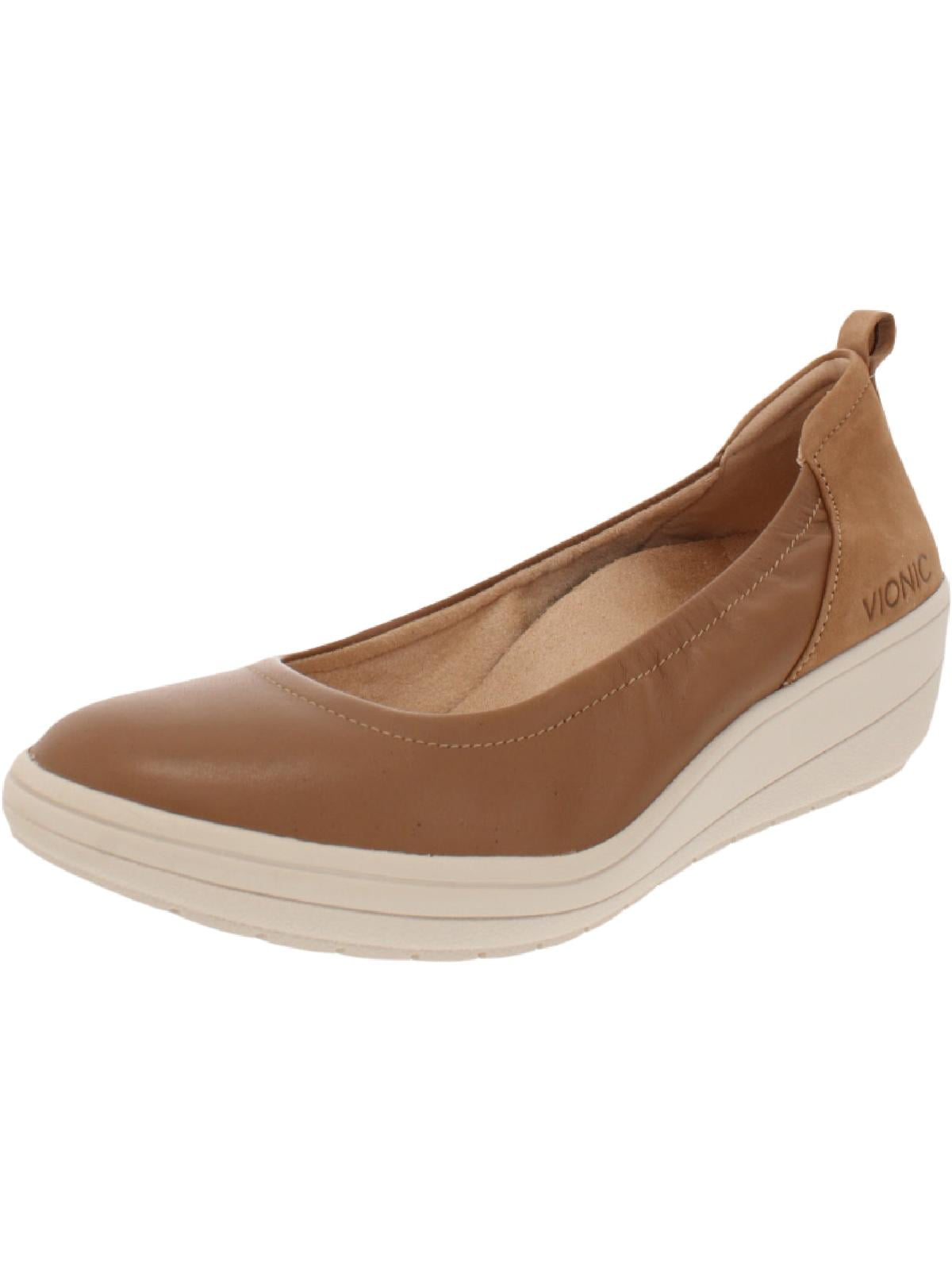 Vionic Womens Jacey Leather Round Toe Ballet Flats - Walmart.com