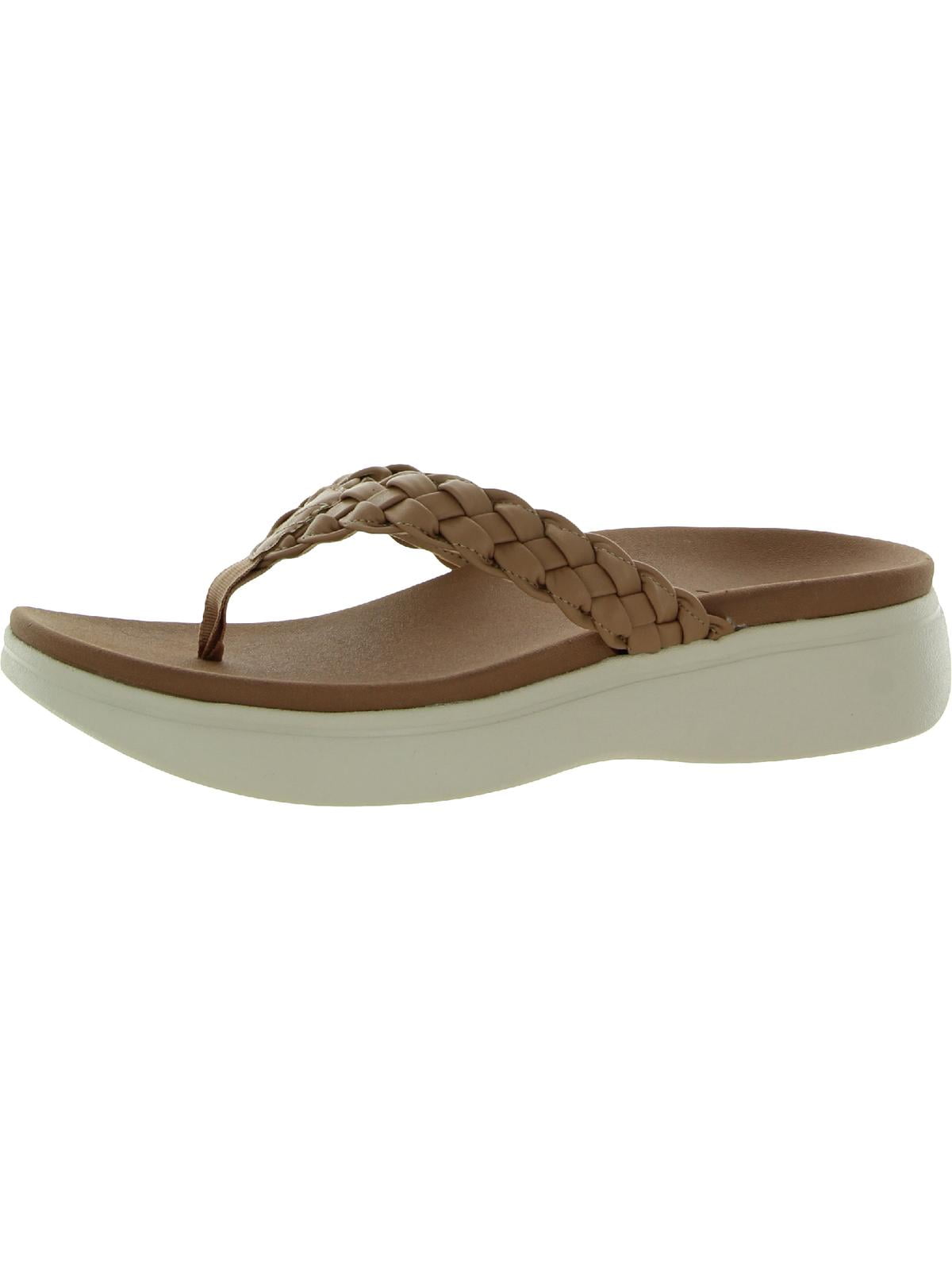 Vionic Womens Kenji Braided Faux Leather Wedge Sandals - Walmart.com