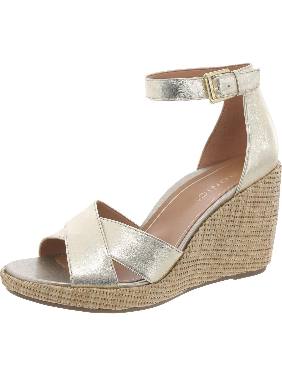 Vionic Womens Marina Leather Platform Wedge Sandals - Walmart.com