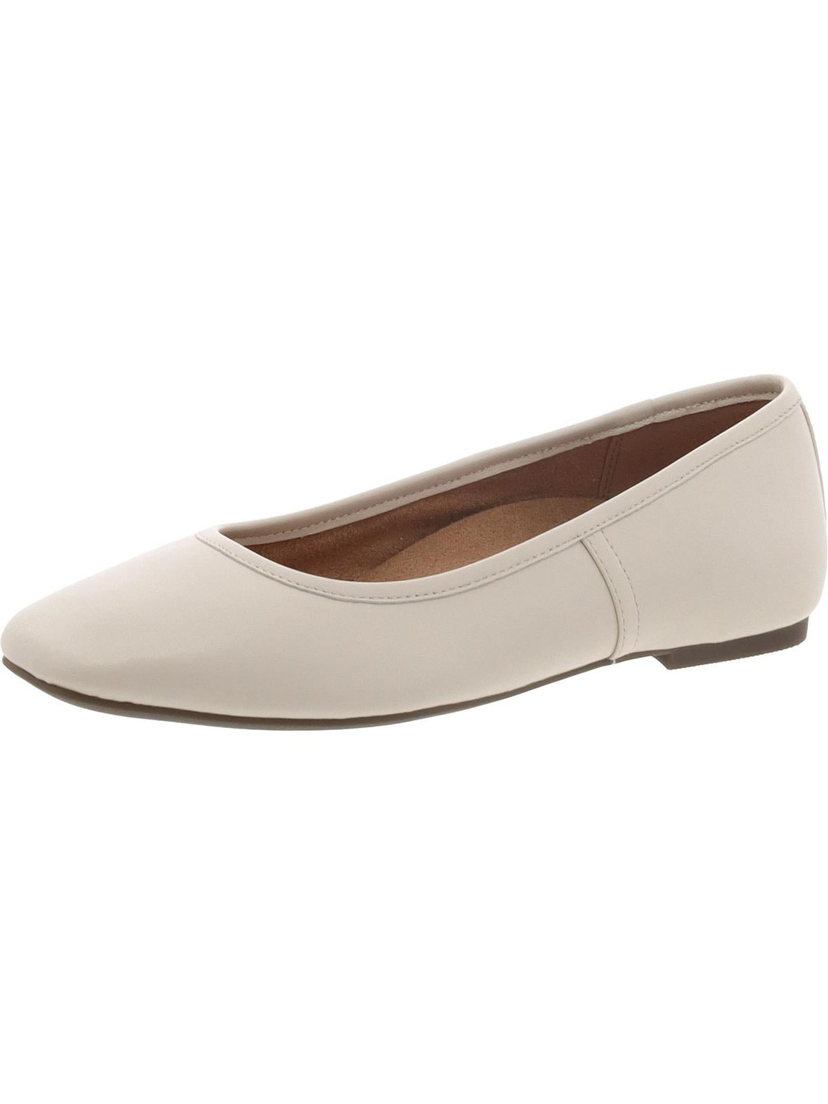 Vionic Womens Orinda Leather Square Toe Ballet Flats - Walmart.com