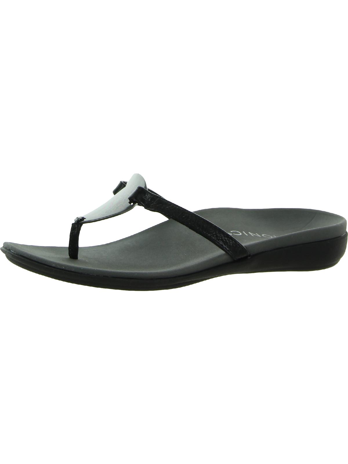 Vionic Womens Raysa Patent Leather Thong Flip-Flops - Walmart.com