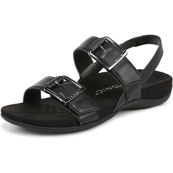 VIONIC Womens Reese Slingbacks Heeled Sandal - Black Leather - Walmart.com