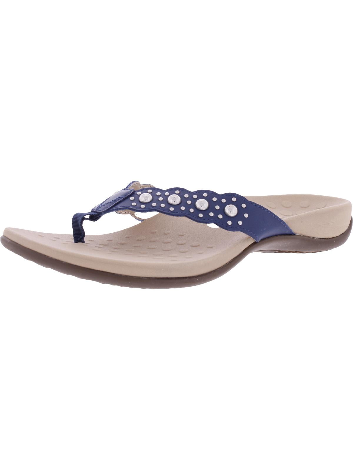 Vionic Womens Starley Embellished Leather Flip-Flops - Walmart.com