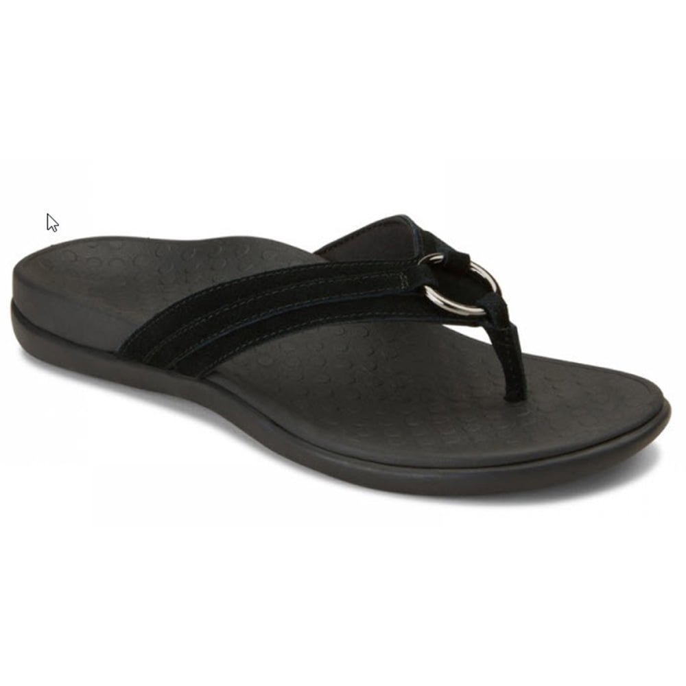 Vionic Womens Tide Aloe Toe Post Sandal Black - Walmart.com