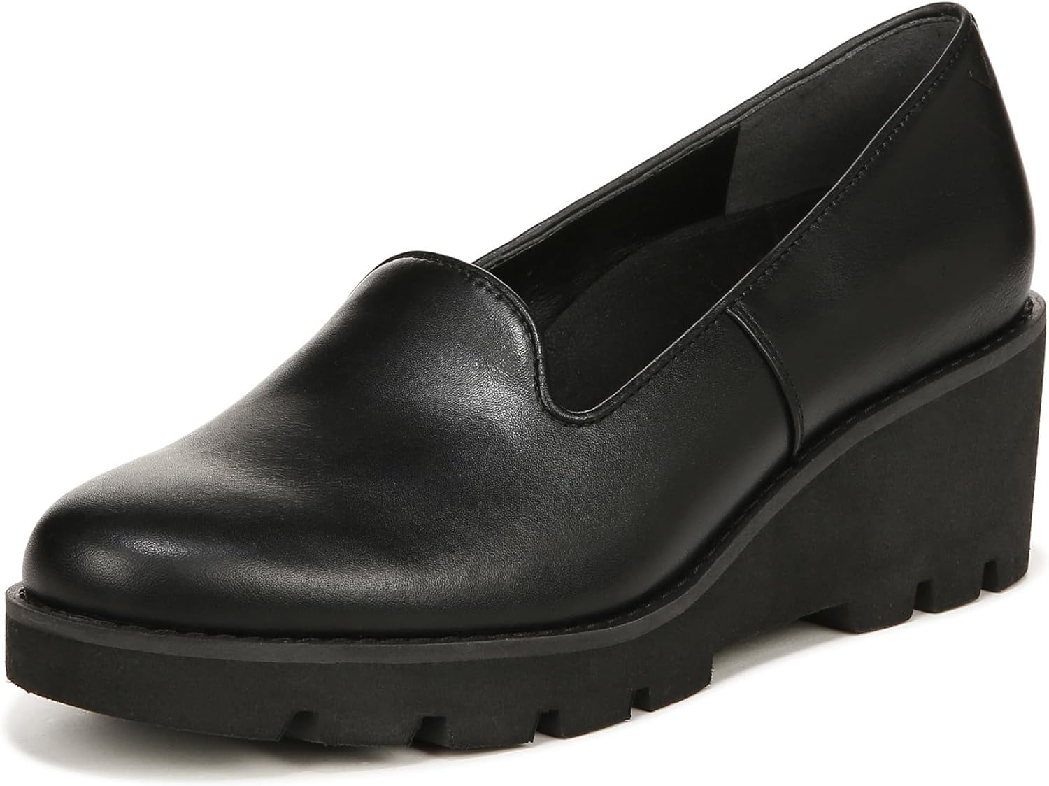 Vionic Willa Wedge Women's Slip-on Loafer Black Leather 8.5M - Walmart.com