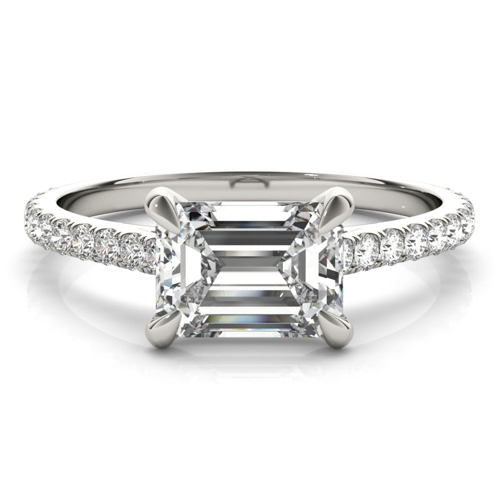Viora Jewel 14K White Gold Plated 1.87 Ct Emerald Cut East-West ...