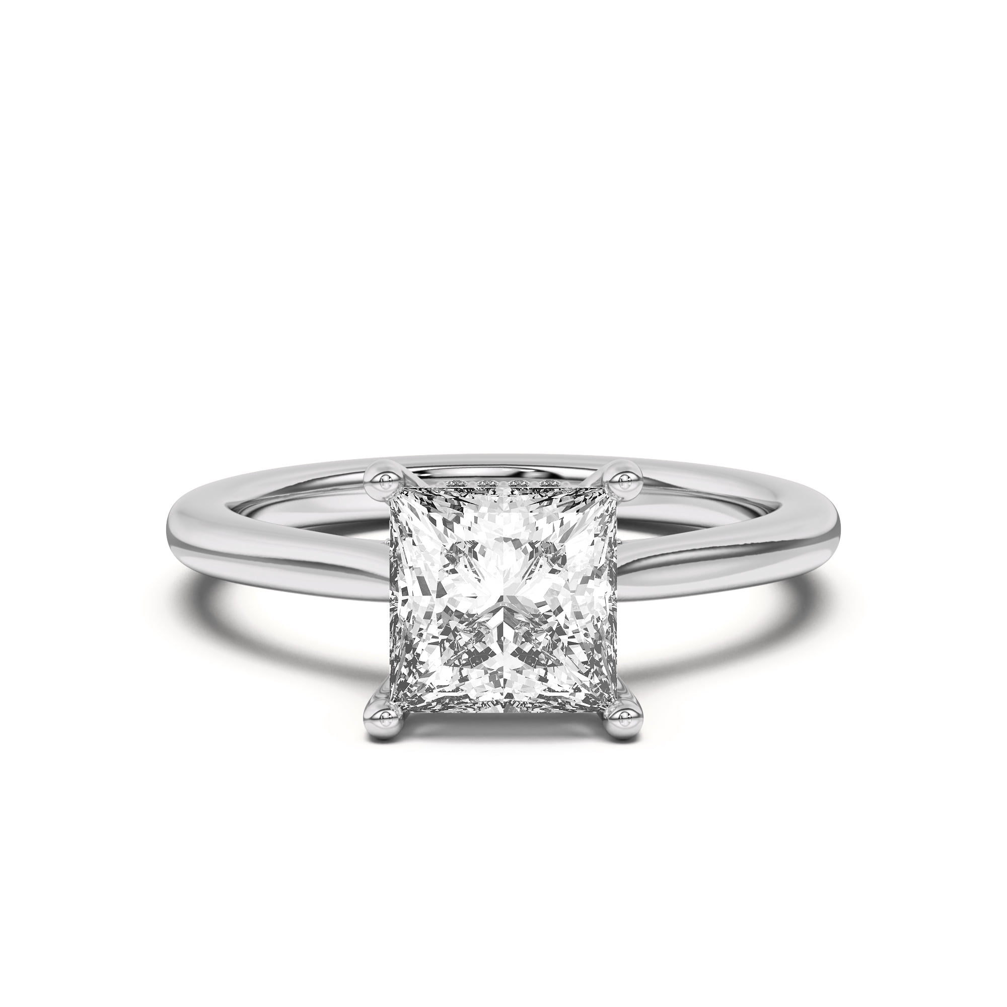 Viora Jewel 14K White Gold Plated Engagement Ring - 1.9 Ct Princess Cut ...