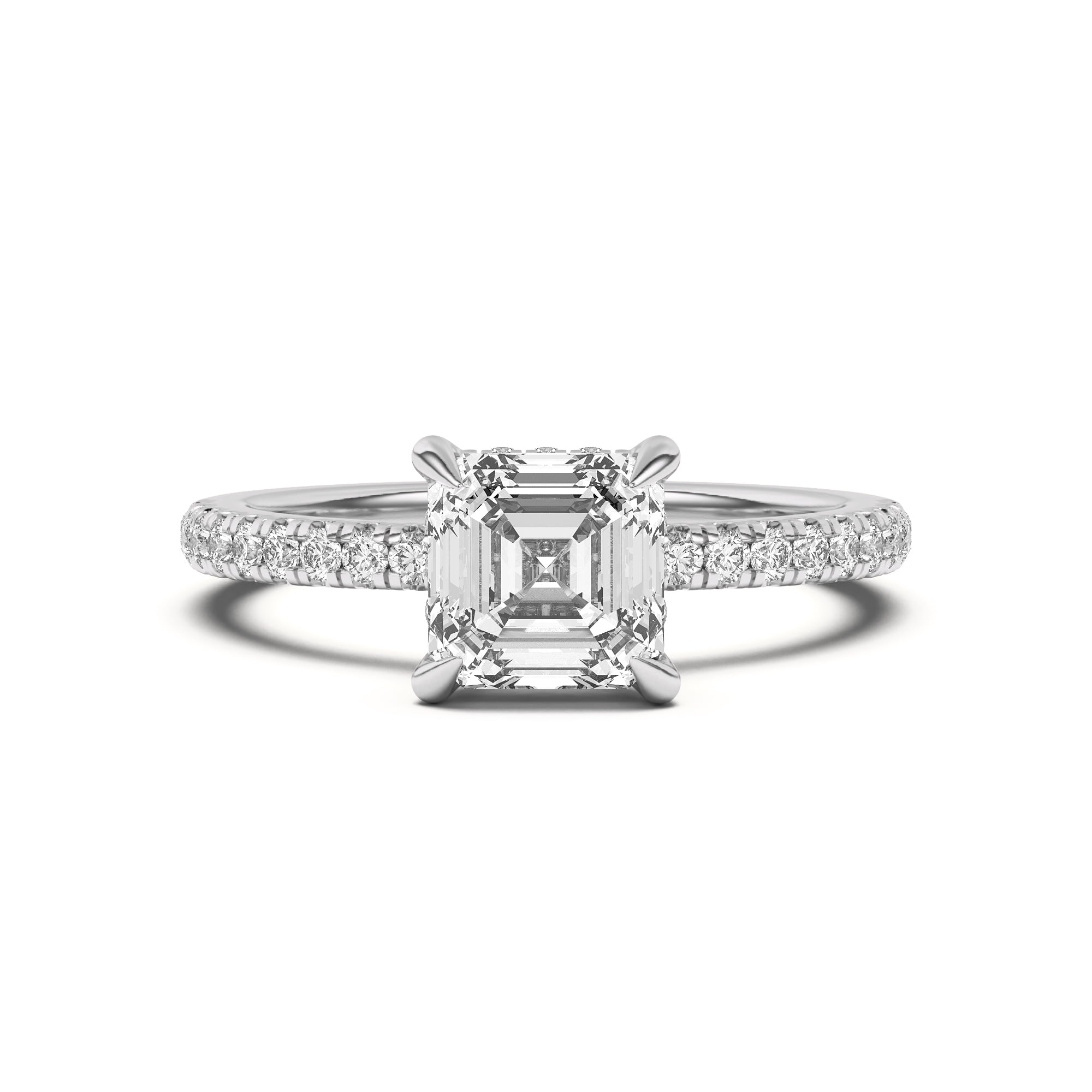 Viora Jewel Asscher Cut Diamond Hidden Halo Engagement Ring – 2 Ct Lab ...