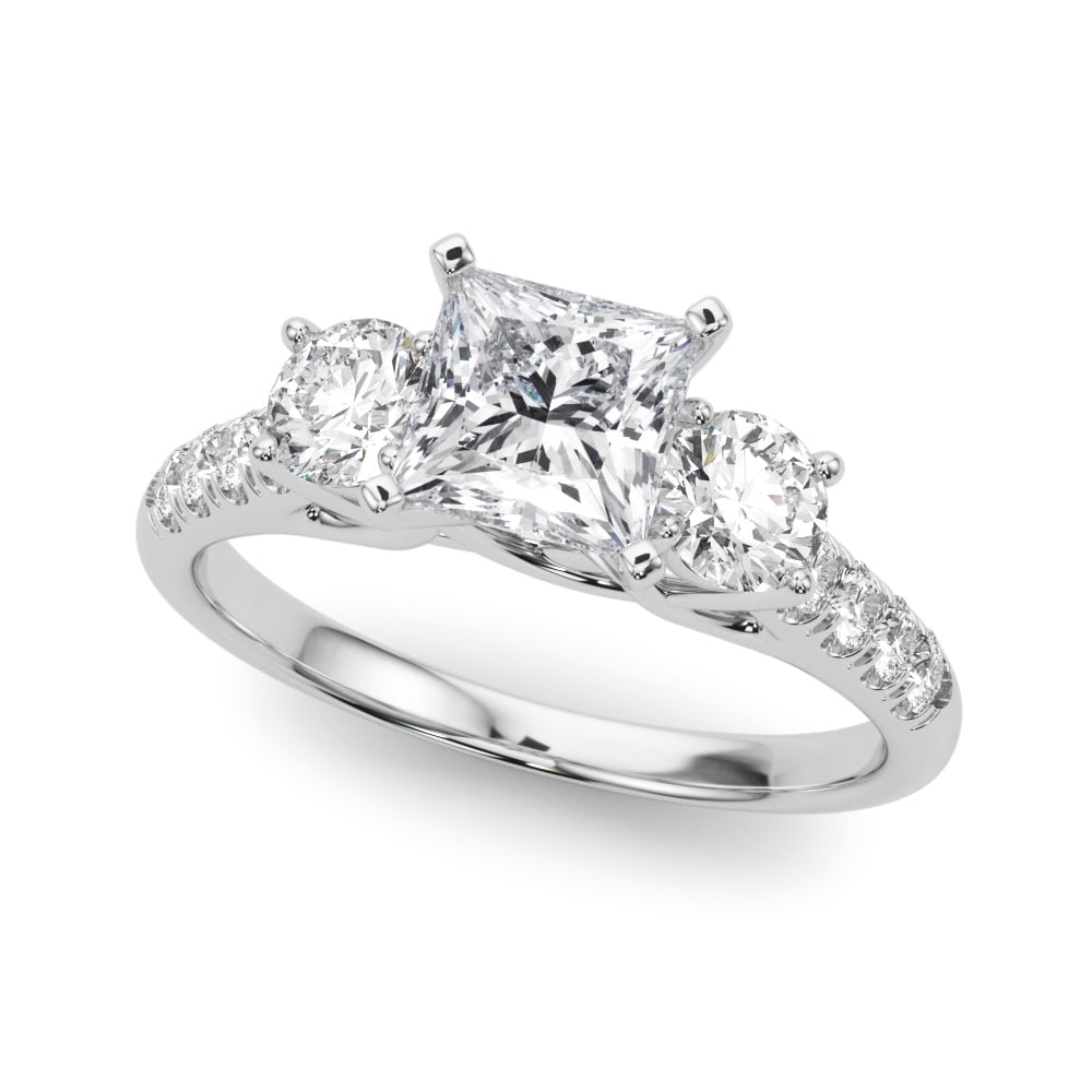 Viora Jewel Princess Cut 2.2 Ct Lab Diamond Engagement Ring - Three ...