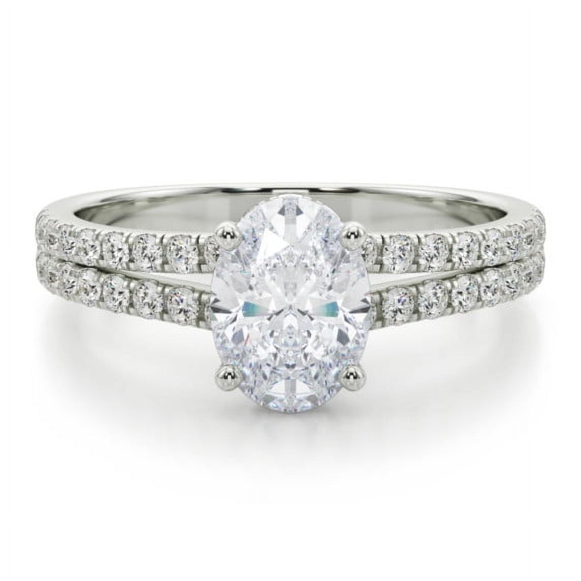 Viora Jewelry 1.78 Ct Oval Cut Solitaire Ring in 14K White Gold Plated with Accent Moissanite ...