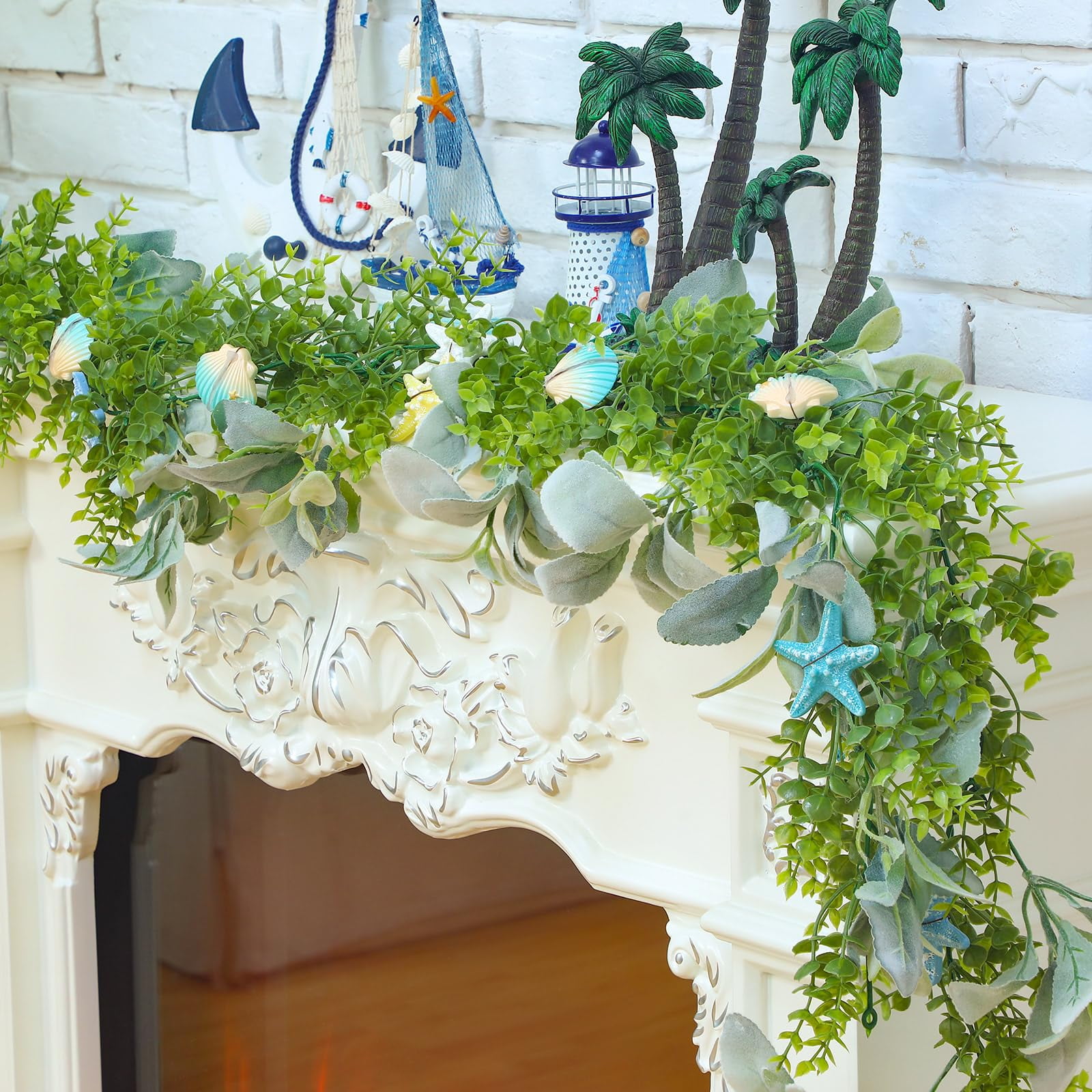 VioraWhite 6 Ft Shell Garland Beach Mantel Swag Coastal Beach Decor ...