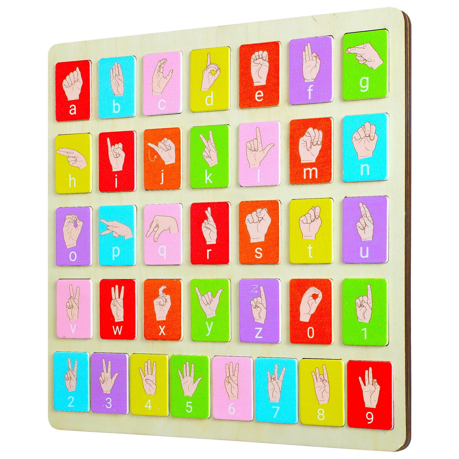 VioraWhite American Sign Language Alphabet Puzzle BSL1 36 ASL Wooden ...
