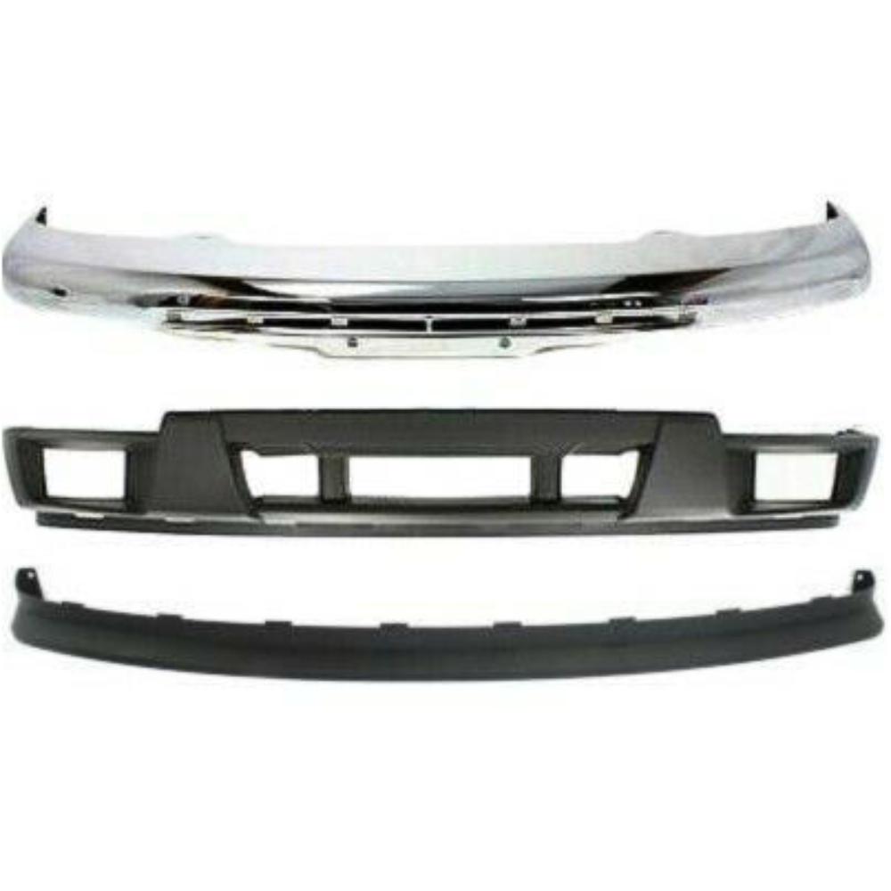 VioziteGam 3pcs Front Textured Plastic Bumper Cover Kit with Fog Light ...