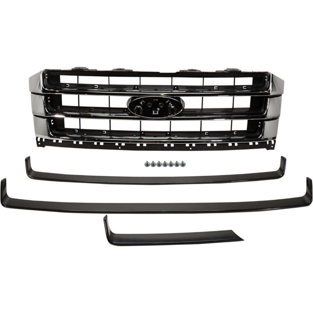 VioziteGam Grille Assembly Textured Black and Inserts with Chrome and ...