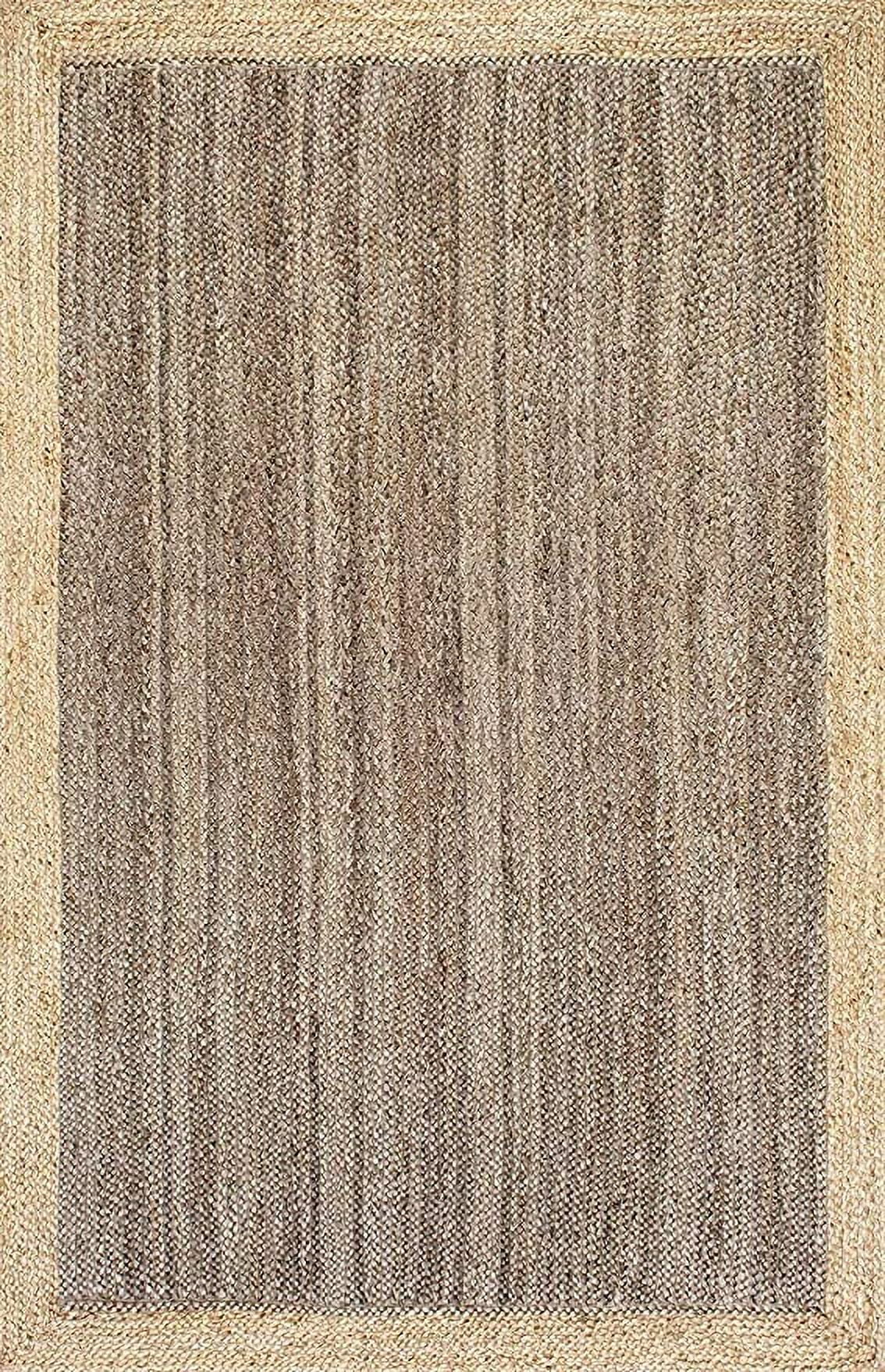 Vipanth Exports Grey with Beige Border Jute Rug in Rectangle Shape ...