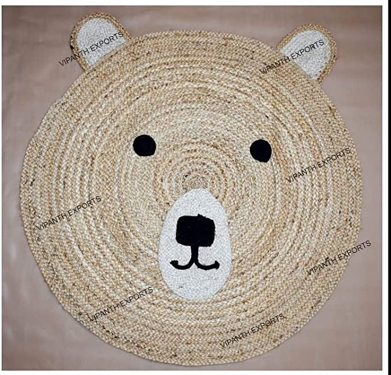 Vipanth Exports Natural Jute Rug with Teddy Bear Design Handmade Area ...