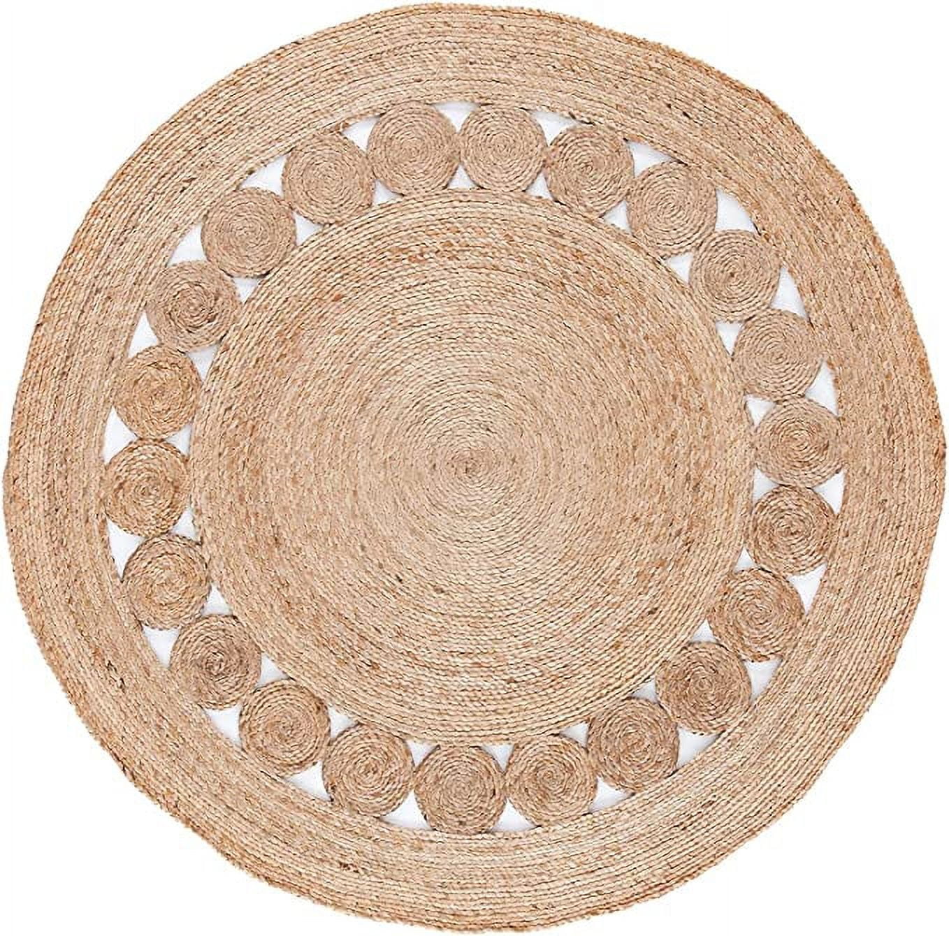 Vipanth Exports Round Beige with Circle Design Jute Rug , Area Rug For ...