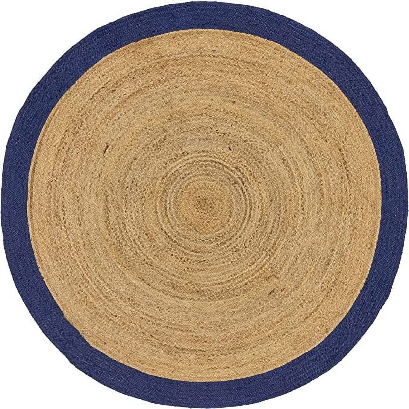 Vipanth Exports Round Jute Rug Beige with Blue Border, Handmade Area ...