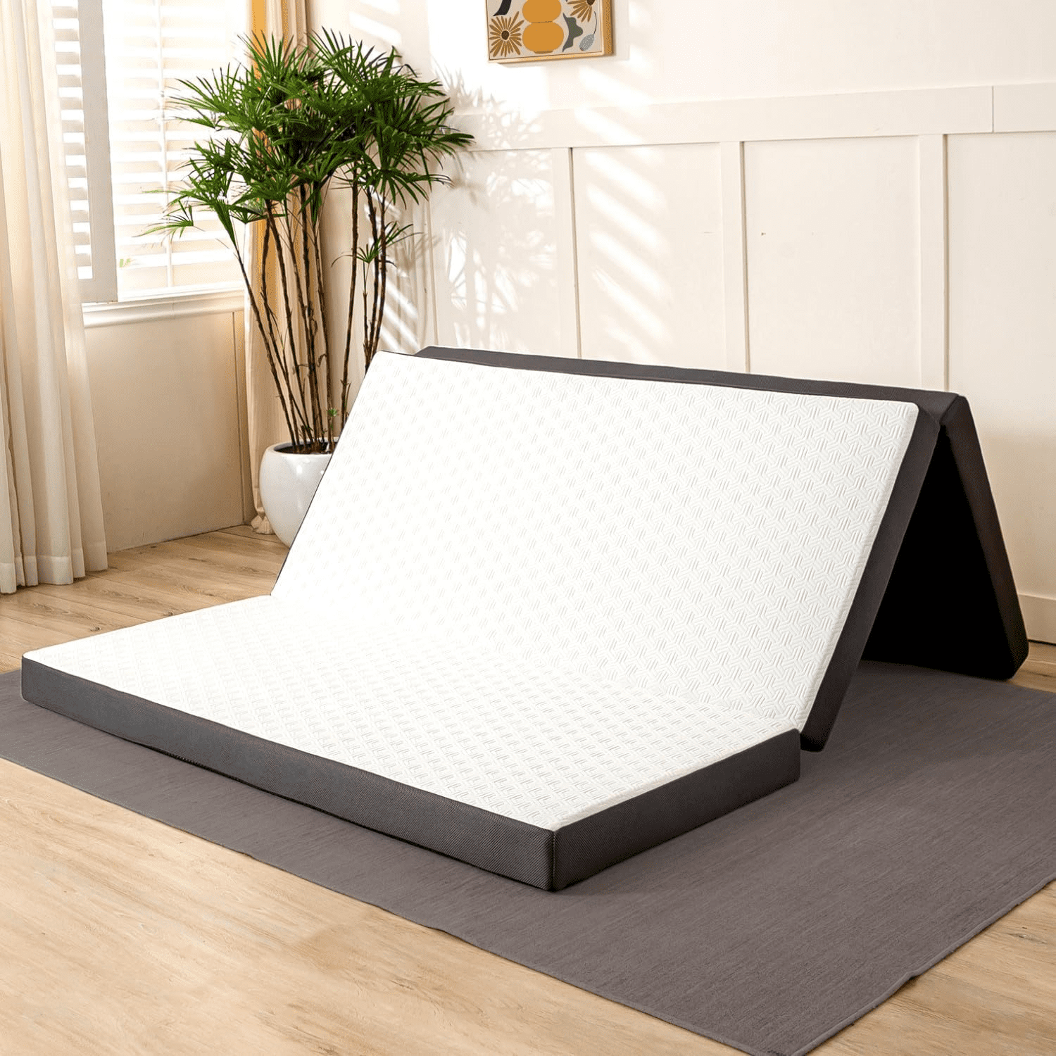 Vipbear 3 Inch Tri-Fold Memory Foam Mattress with Washable Cover ...